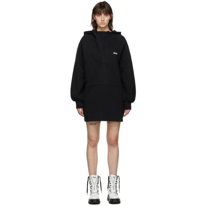 MSGM Black Fleece Drawstring Dress MSGM