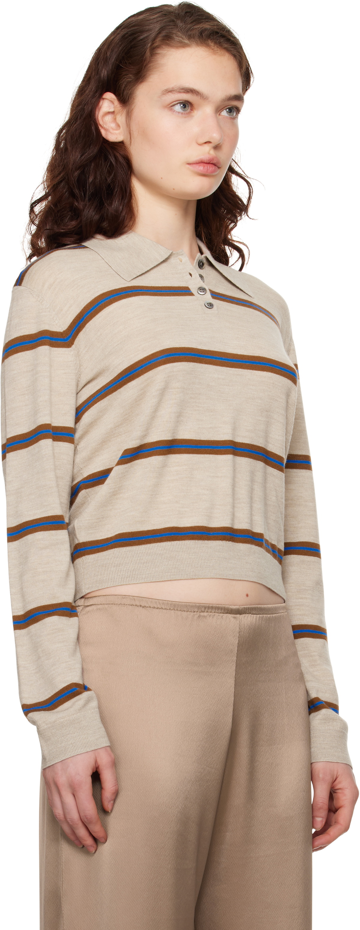 LESET Beige James Stripe Polo LESET