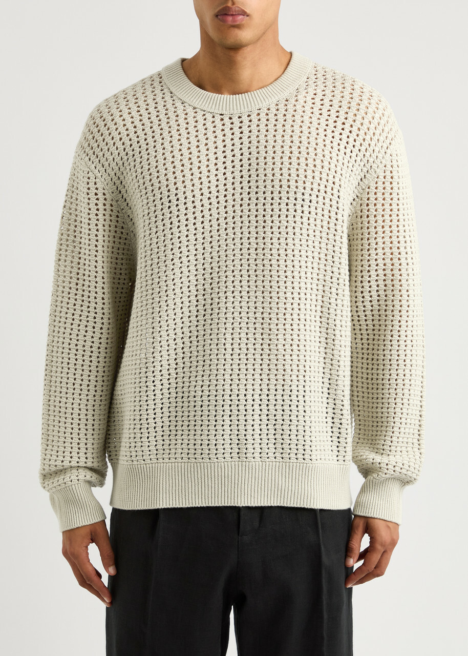 Frame Open-knit Wool-blend Jumper Grey Frame Denim