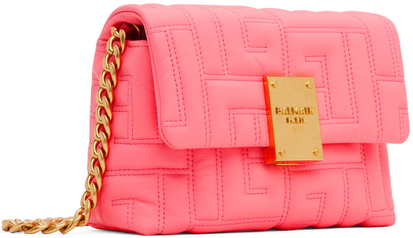 Balmain Pink 1945 Soft Mini Quilted Leather Bag Balmain