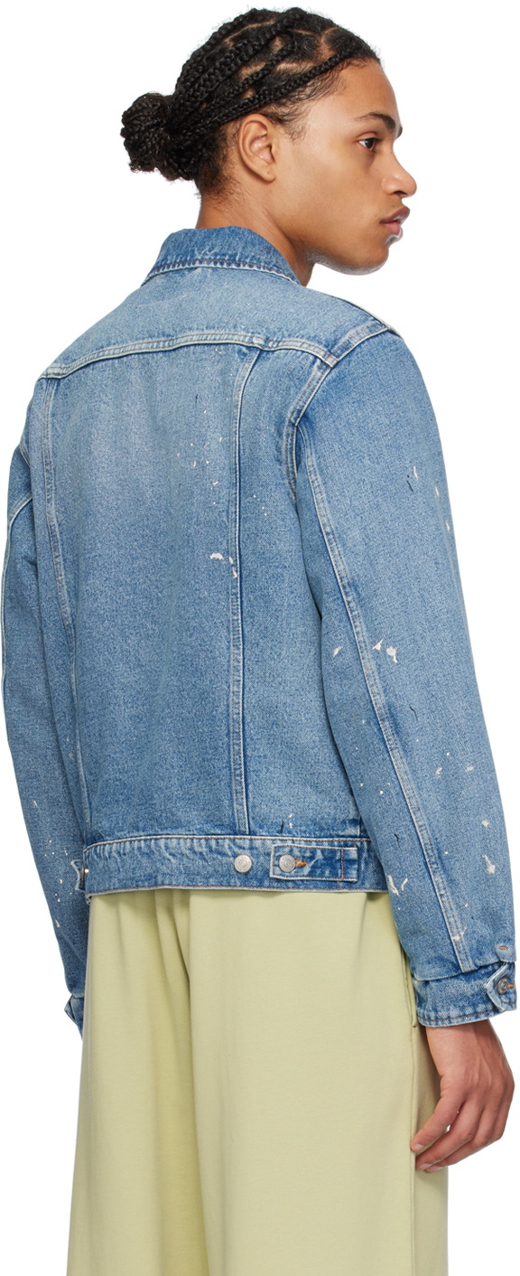 MM6 Maison Margiela Blue Paint Splatter Denim Jacket MM6 Maison Margiela