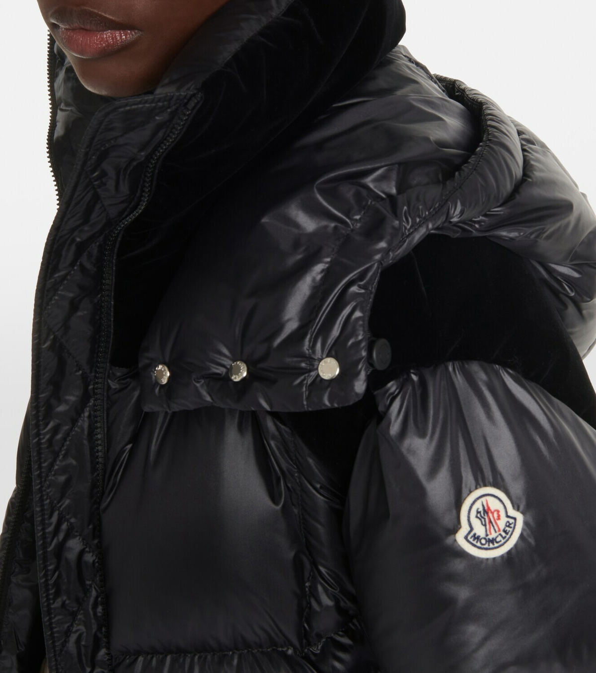 Moncler Meandre velvet and nylon puffer jacket Moncler