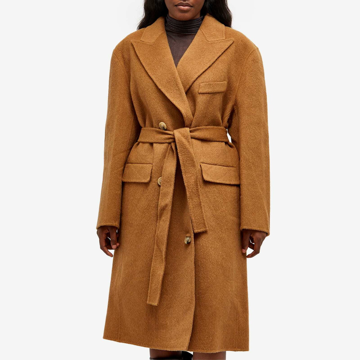 Acne Studios Women's Onessa Double Textured Coat in Camel Beige Acne ...