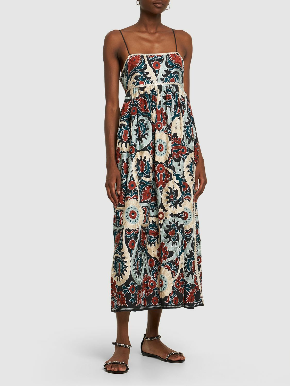 ULLA JOHNSON - Mayra Printed Linen Blend Midi Dress Ulla Johnson