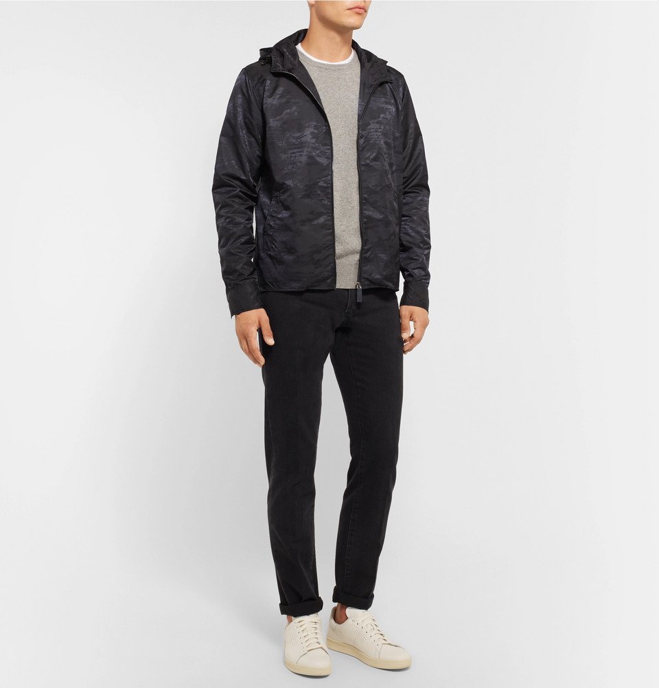 Berluti - Shell-Jacquard Hooded Jacket - Men - Navy Berluti