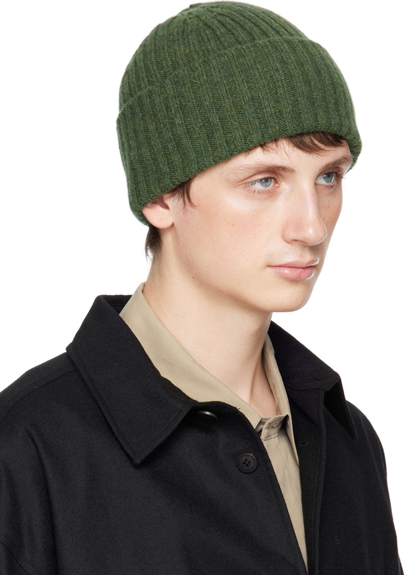 Drake's Green Lambswool Beanie Drake's