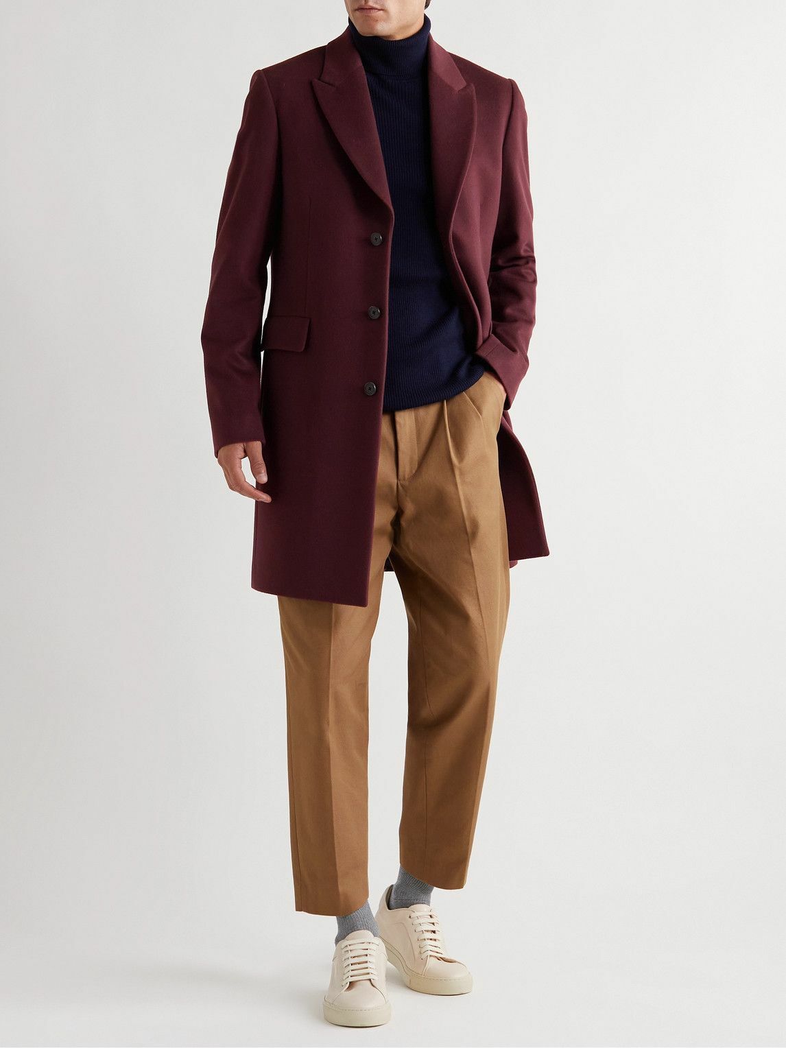 Paul Smith - Epsom Wool and Cashmere-Blend Felt Overcoat - Burgundy ...