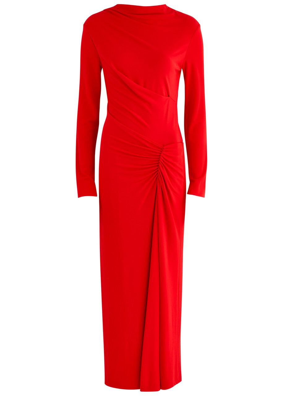 Jonathan Simkhai Ferrera Draped Jersey Midi Dress Red Simkhai