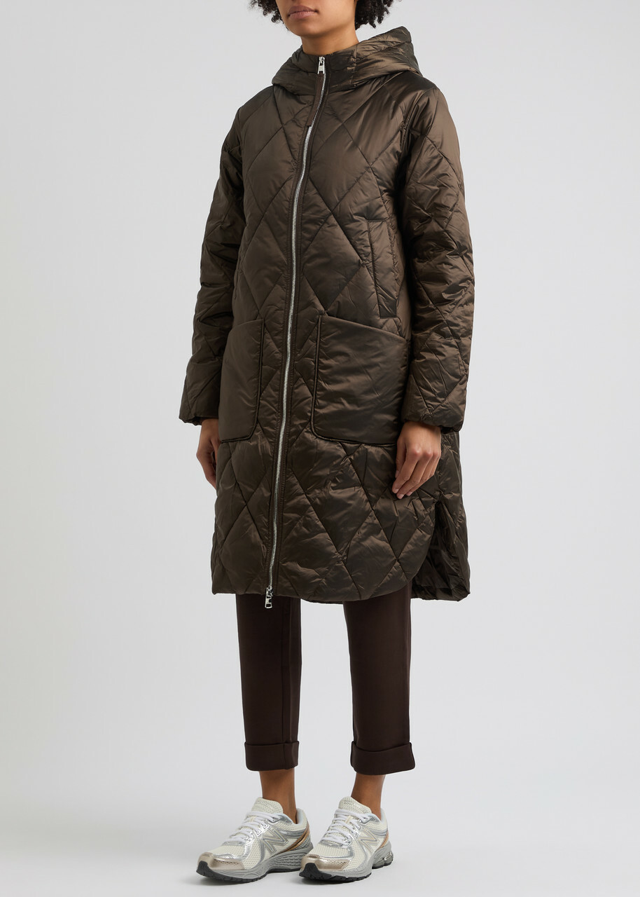Varley Frisco Quilted Hooded Shell Jacket Brown Varley