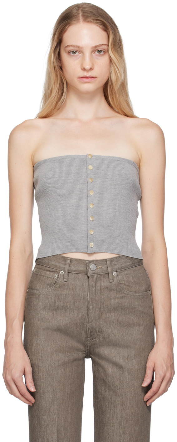 AURALEE Gray Button Tube Top Auralee