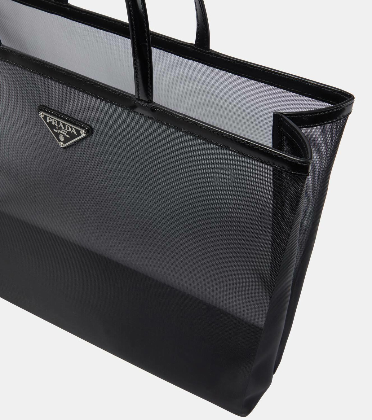 Prada Large leather-trimmed mesh tote Prada