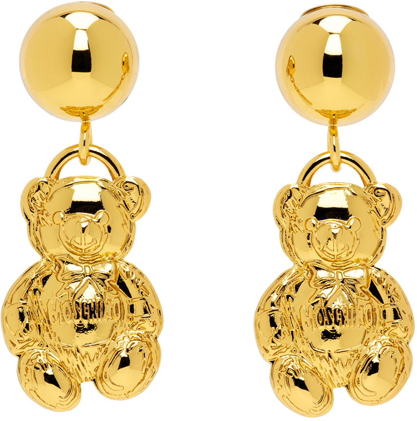 Moschino Gold Archive Teddy Bear Earrings Moschino