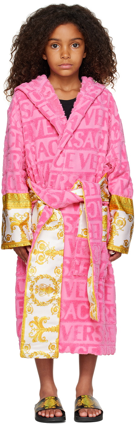 Versace Kids Pink 'I Heart Baroque' Bathrobe Versace