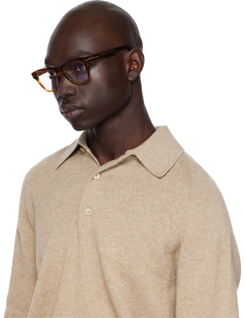 TOM FORD Tan Square Glasses TOM FORD