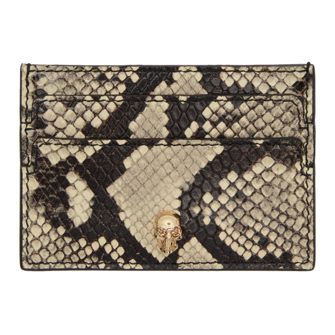 Alexander McQueen Off-White and Red Python Skull Card Holder Alexander ...