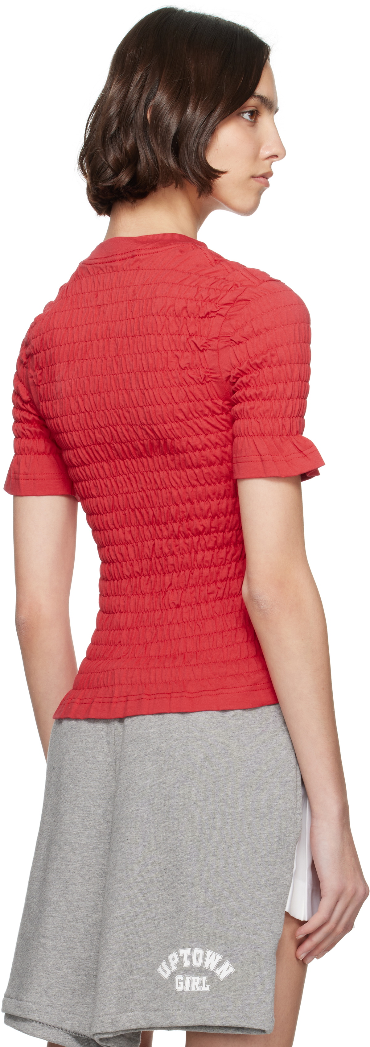 Conner Ives Red Camelot Shirred T-shirt Conner Ives