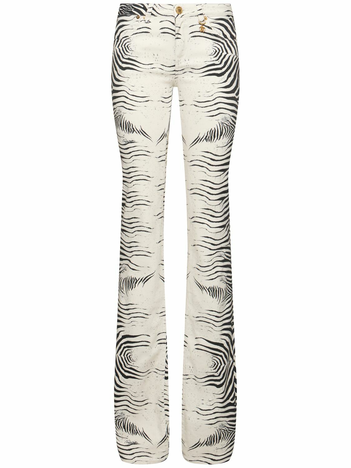 ROBERTO CAVALLI Zebra Shiny Coated Stretch Drill Jeans Roberto Cavalli