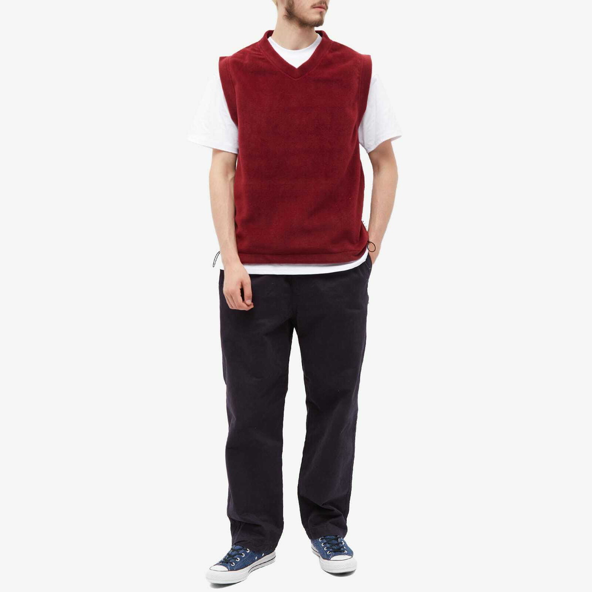 Skateboard Cafe Men's Fleece Vest in Burgundy Skateboard Cafe
