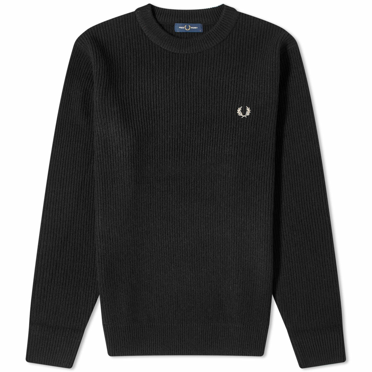 Fred Perry Men's Textured Lambswool Jumper in Black Fred Perry