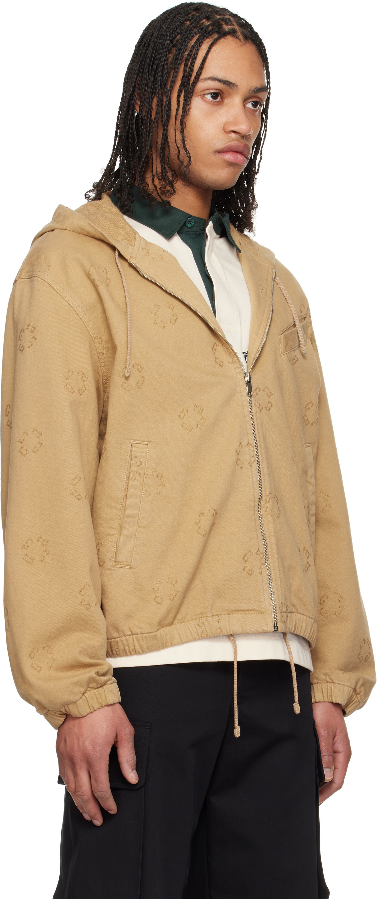 Givenchy Tan Monogram 72 Zipped Denim Jacket Givenchy