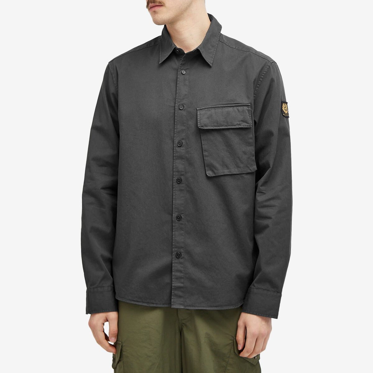 Belstaff Men's Scale Garment Dyed Shirt in Grey Melange Belstaff