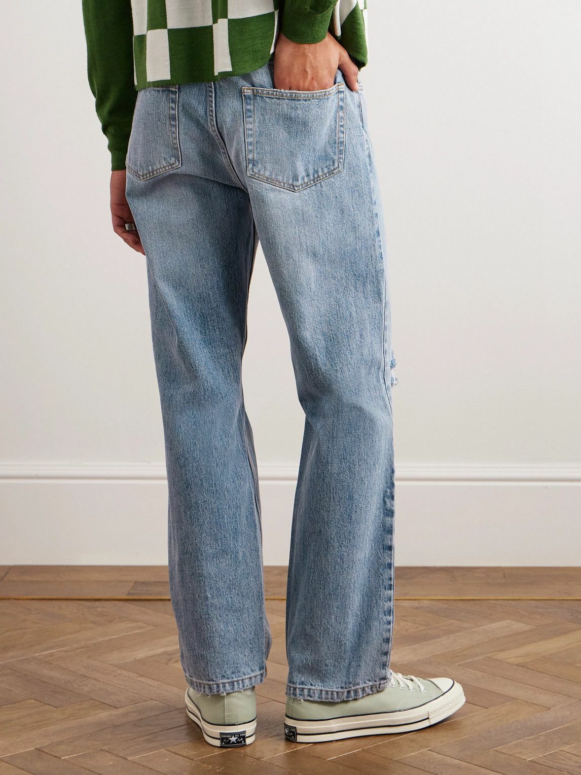 SECOND / LAYER - Flaco Straight-Leg Distressed Jeans - Blue Second/Layer