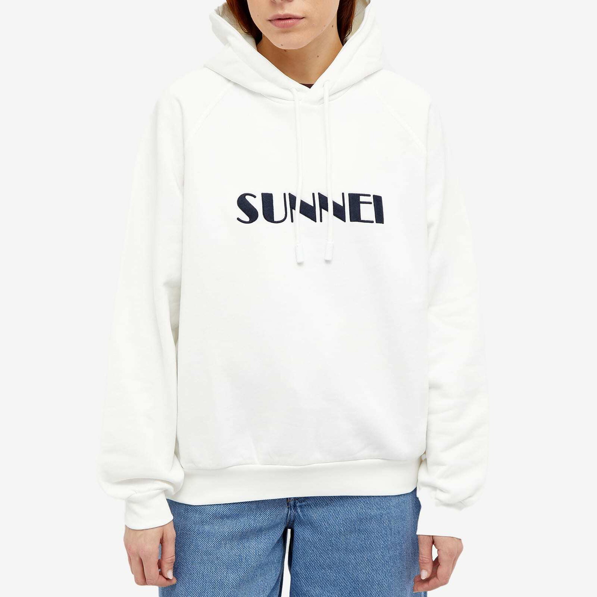 Sunnei Women's Big Logo Embroidered Hoodie in Off White Sunnei