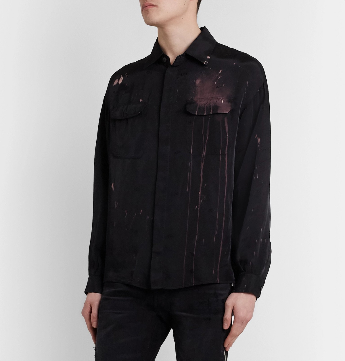 424 - Printed Satin-Twill Shirt - Black 424