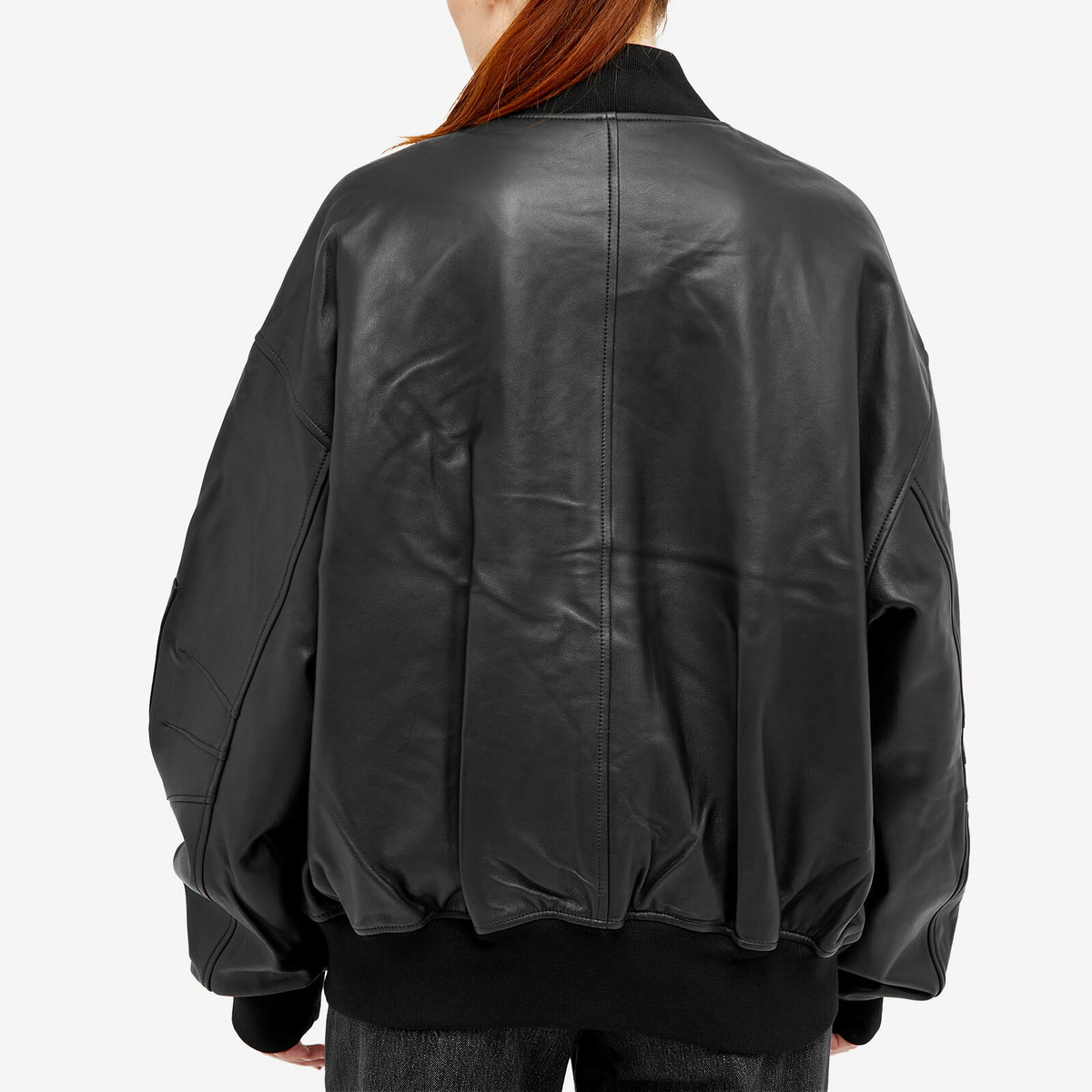 Meotine Women's Bianca Leather Bomber Jacket in Black Meotine