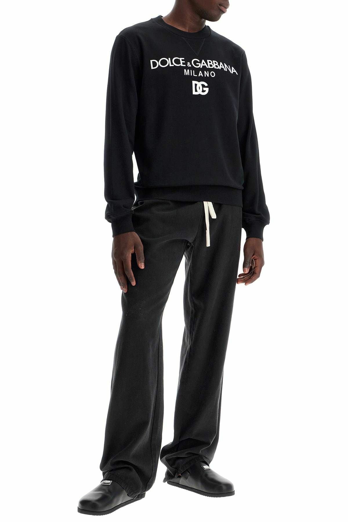 DOLCE & GABBANA "round neck sweatshirt with dg embroidery and lettering ...