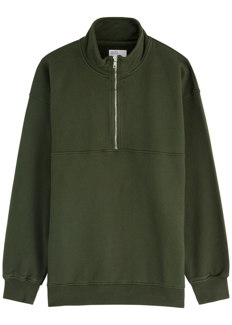 Colorful Standard Half-zip Cotton Sweatshirt Dark Green Colorful Standard