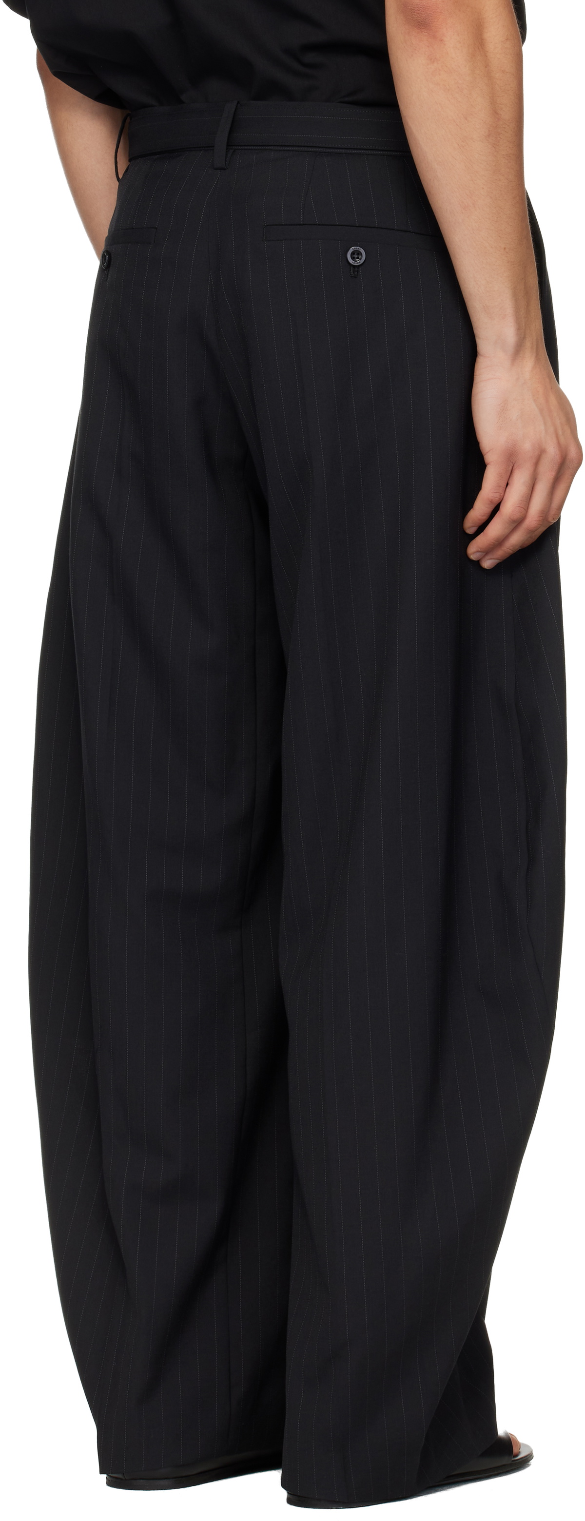 sacai Black Chalk Stripe Trousers Sacai