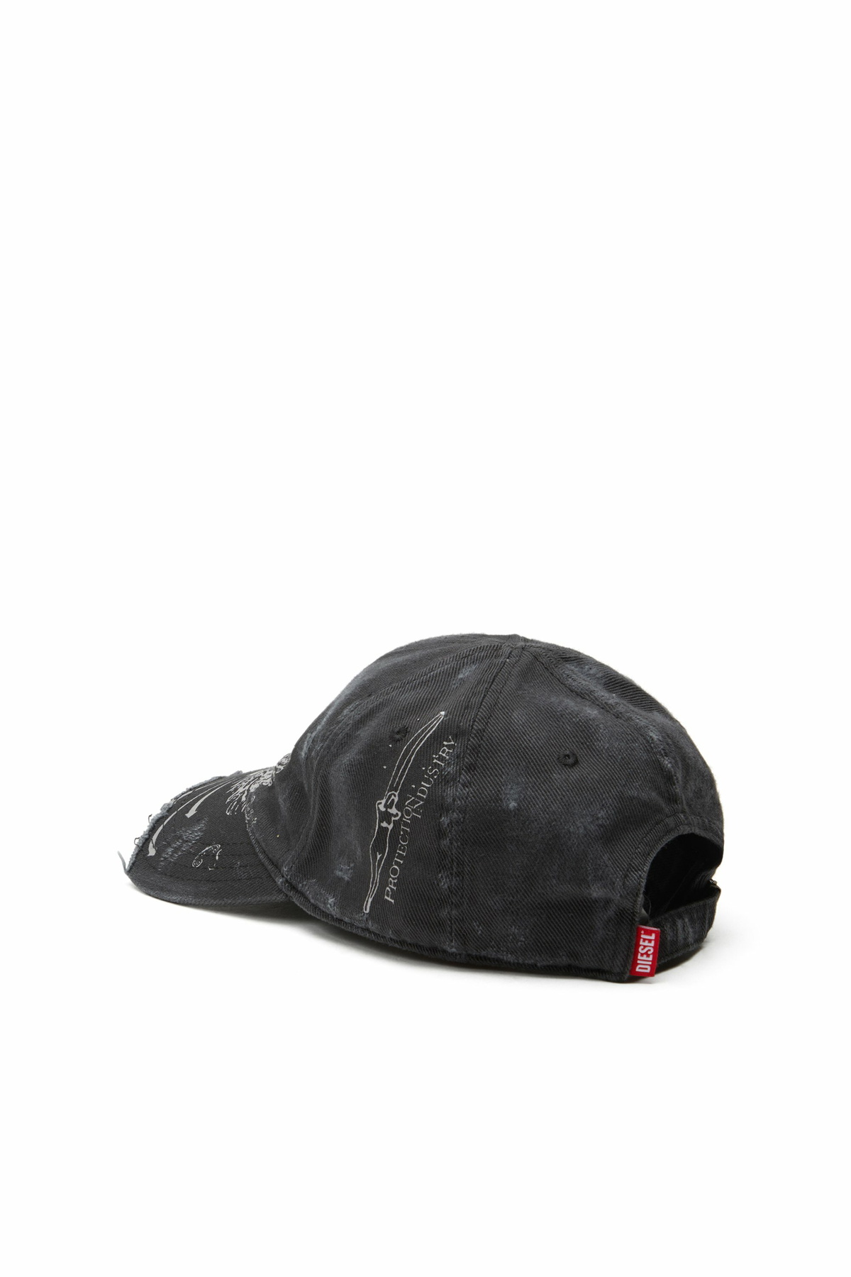 Diesel Distressed baseball cap with Phoenix print - Caps Mens in Black ...