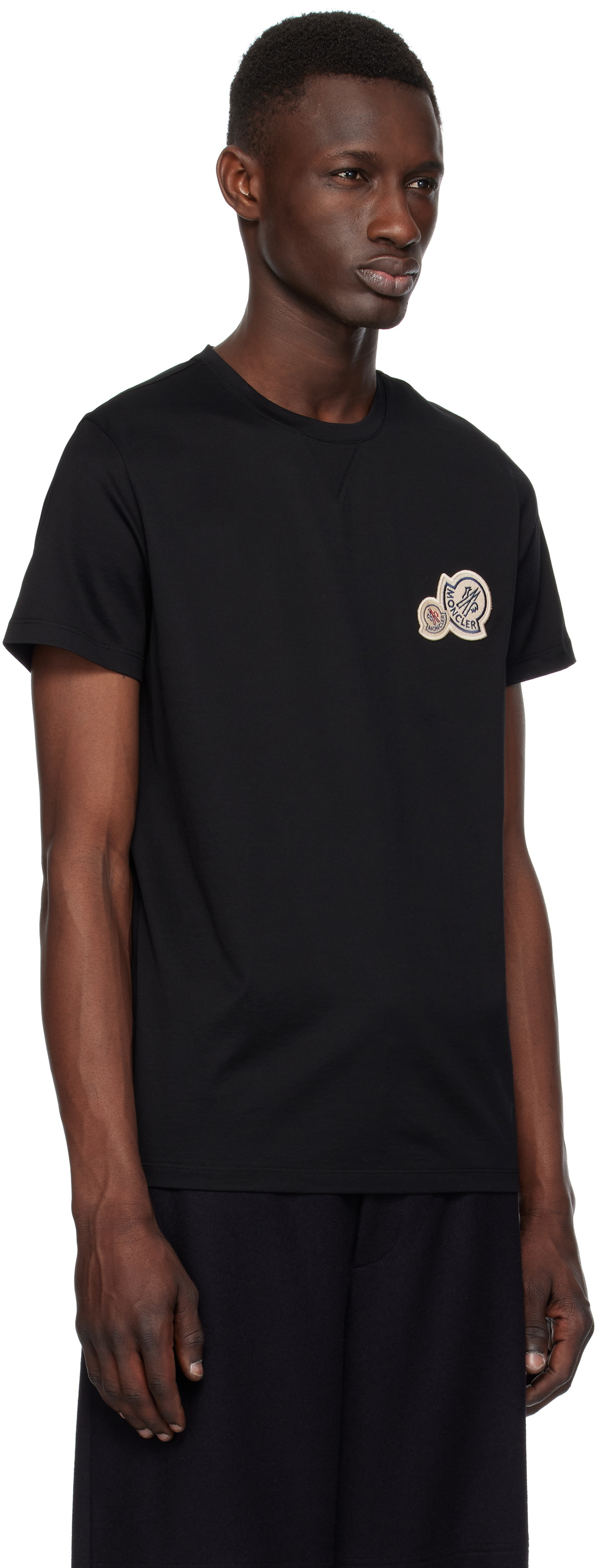 Moncler Black Double Logo Patch Cotton T-shirt Moncler