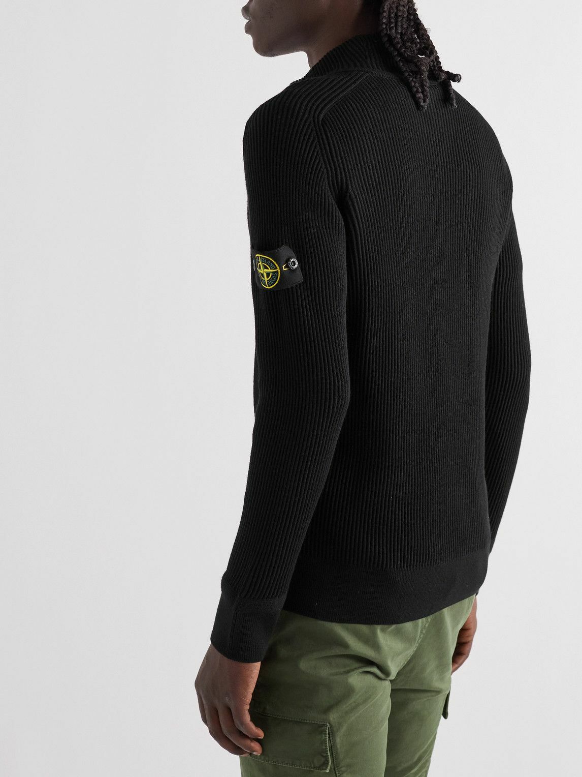 Stone Island - Ribbed Wool Cardigan - Black Stone Island