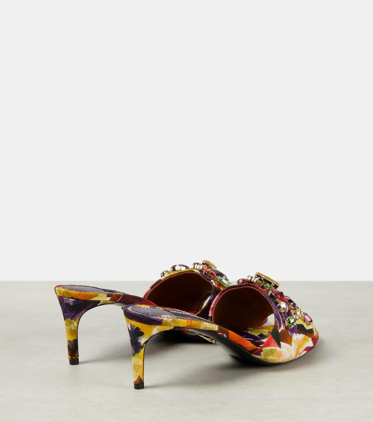 Dolce&Gabbana Rhinestone-embellished floral satin mules Dolce & Gabbana