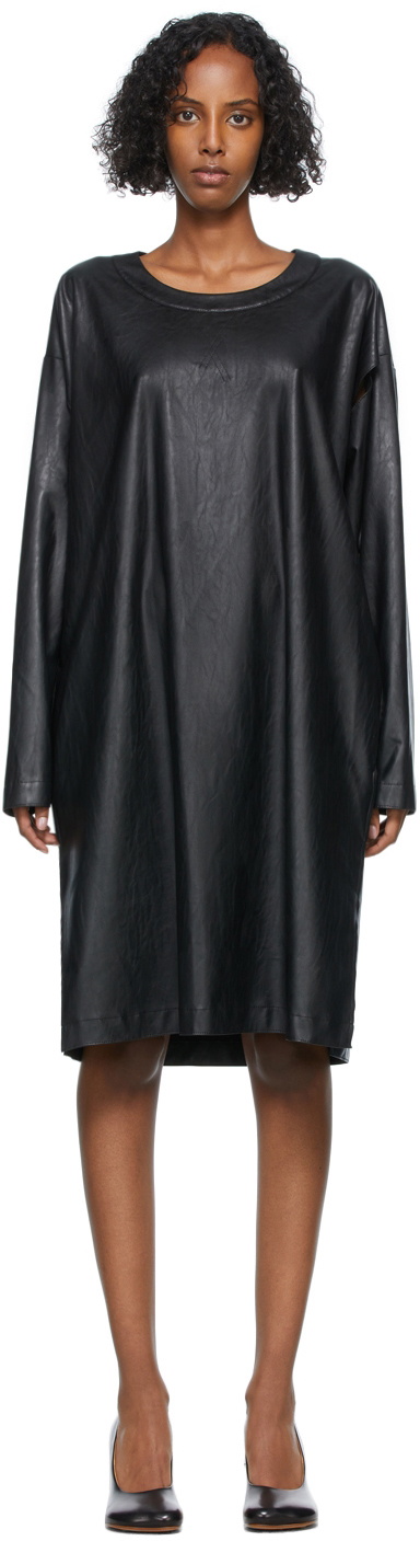 MM6 Maison Margiela Black Faux-Leather Underarm Hole Dress MM6 Maison ...