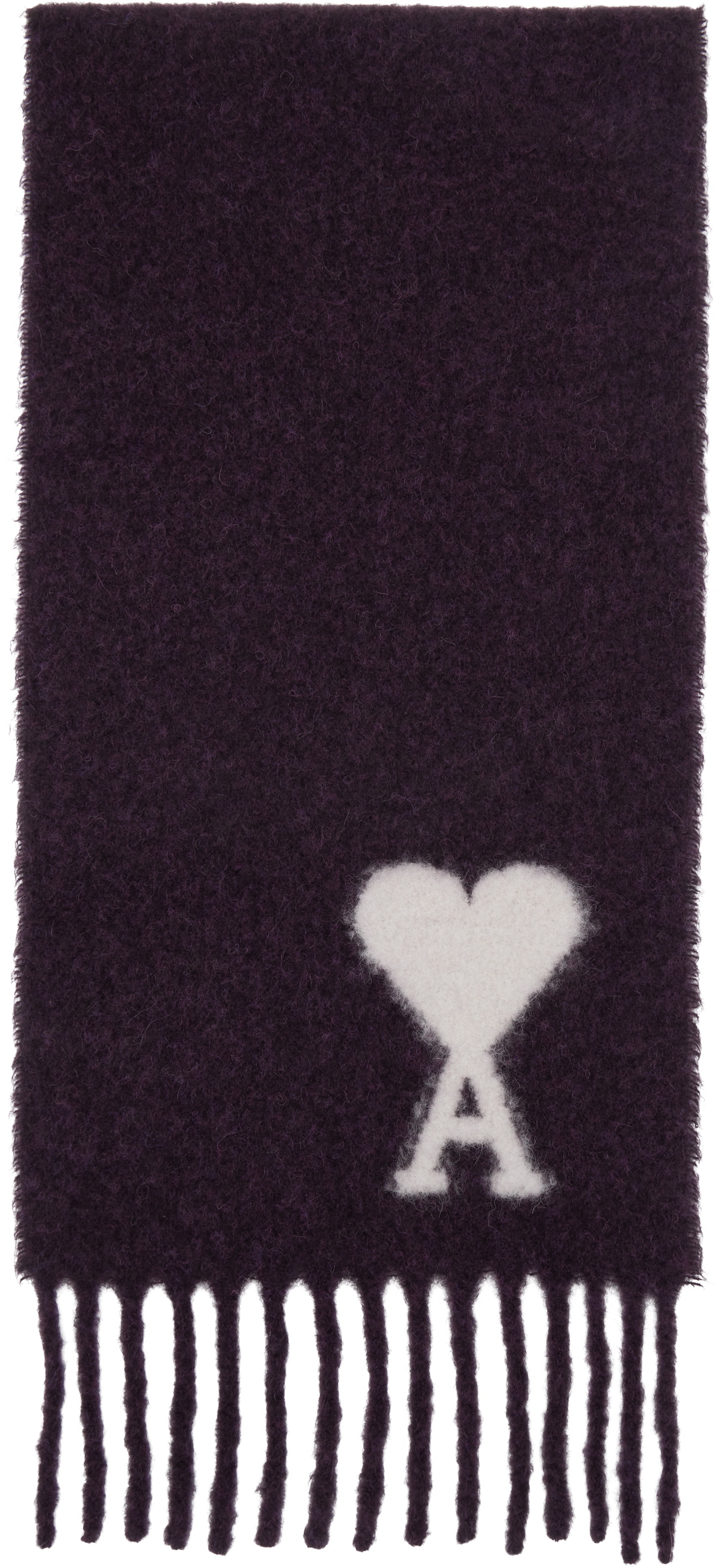 AMI Paris Purple Oversized Ami de Coeur Scarf AMI