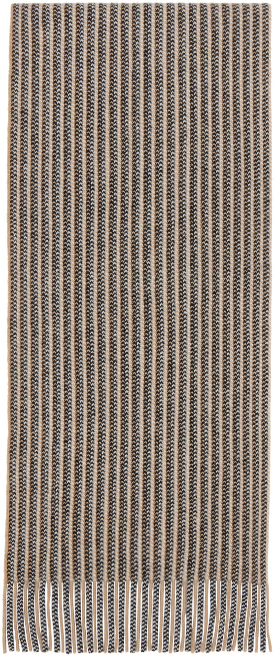 Boss Black Striped Scarf BOSS