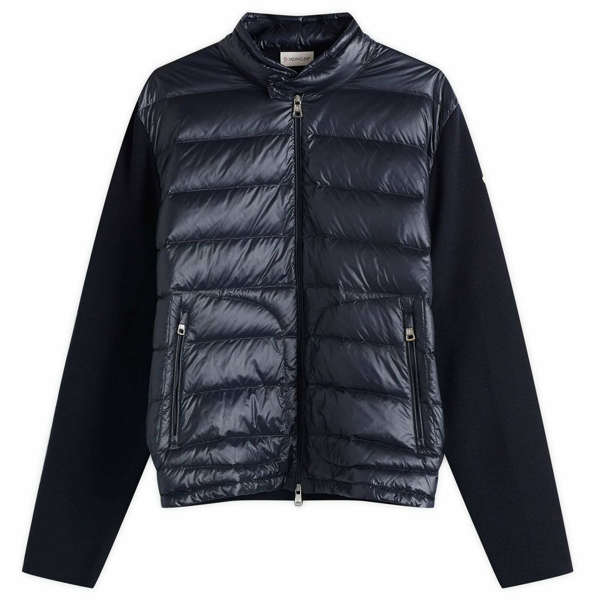 Moncler Men's Extrafine Wool Cardigan Hybrid Jacket in Blue Moncler