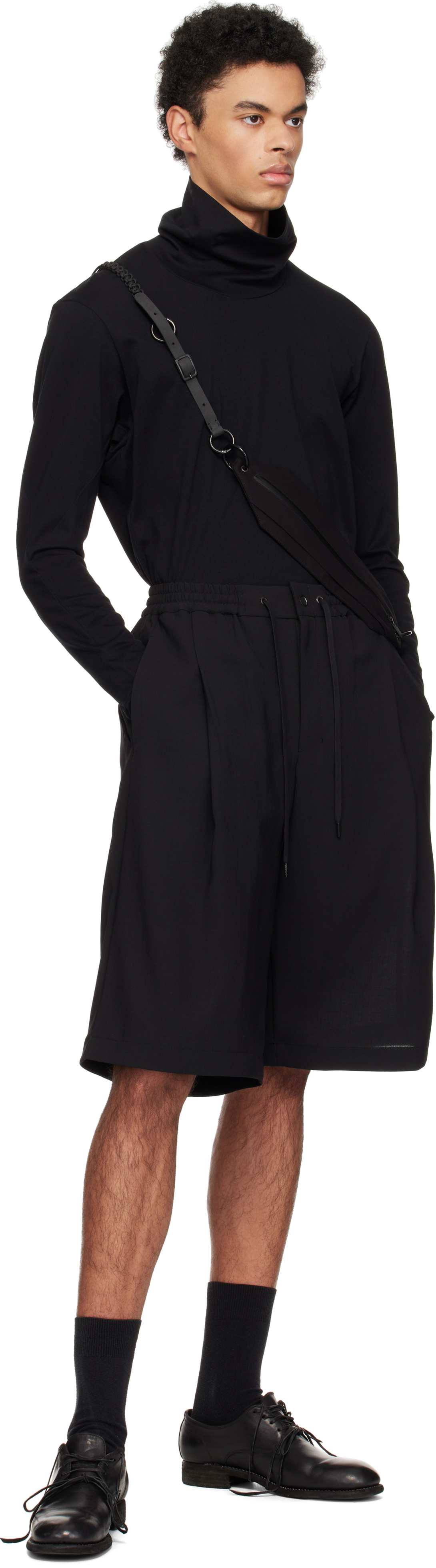 DEVOA Black Cotton Jersey Turtleneck DEVOA