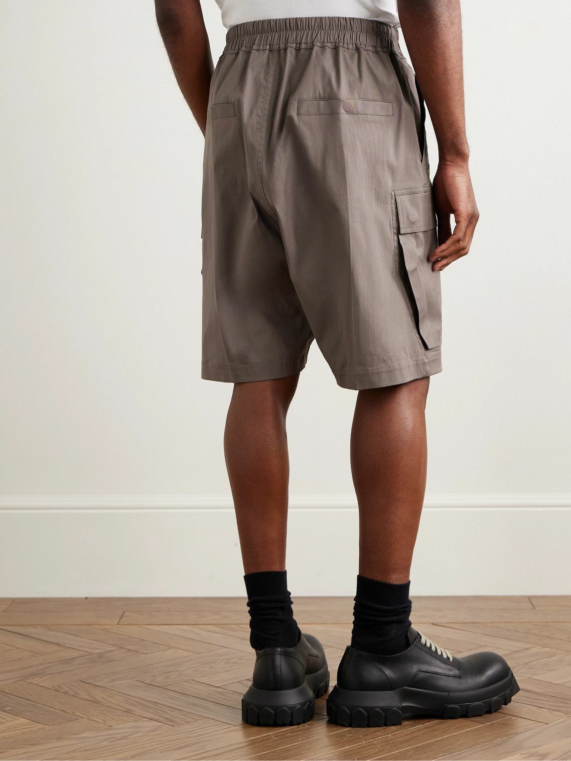 Rick Owens - Wide-Leg Cotton-Blend Drawstring Cargo Shorts - Gray Rick ...