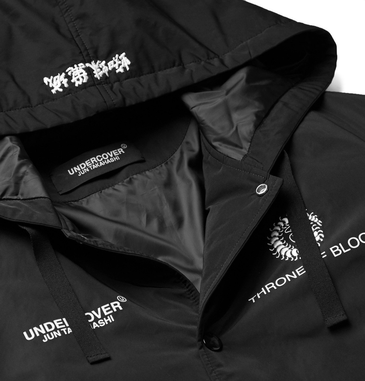 Undercover - Embroidered Printed Padded Shell Hooded Jacket - Black ...