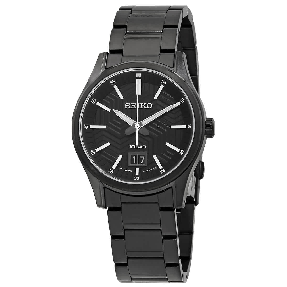 Seiko Big Date Quartz Black Dial Mens Watch SUR515P1 Seiko