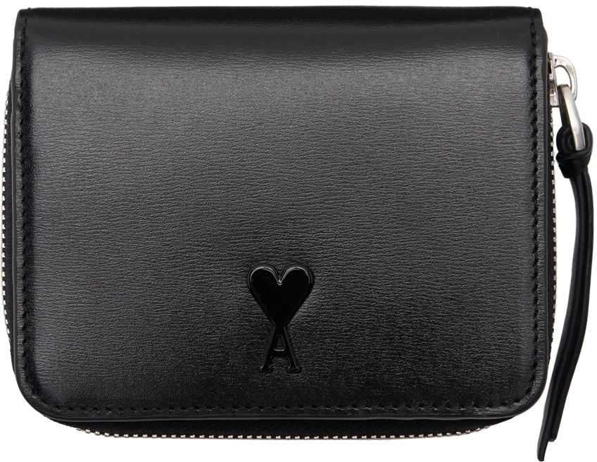 AMI Paris Black Ami de Cœur Compact Wallet AMI