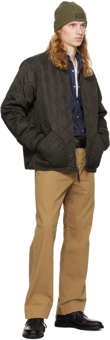 RRL Black Quilted Twill Bomber Jacket RRL