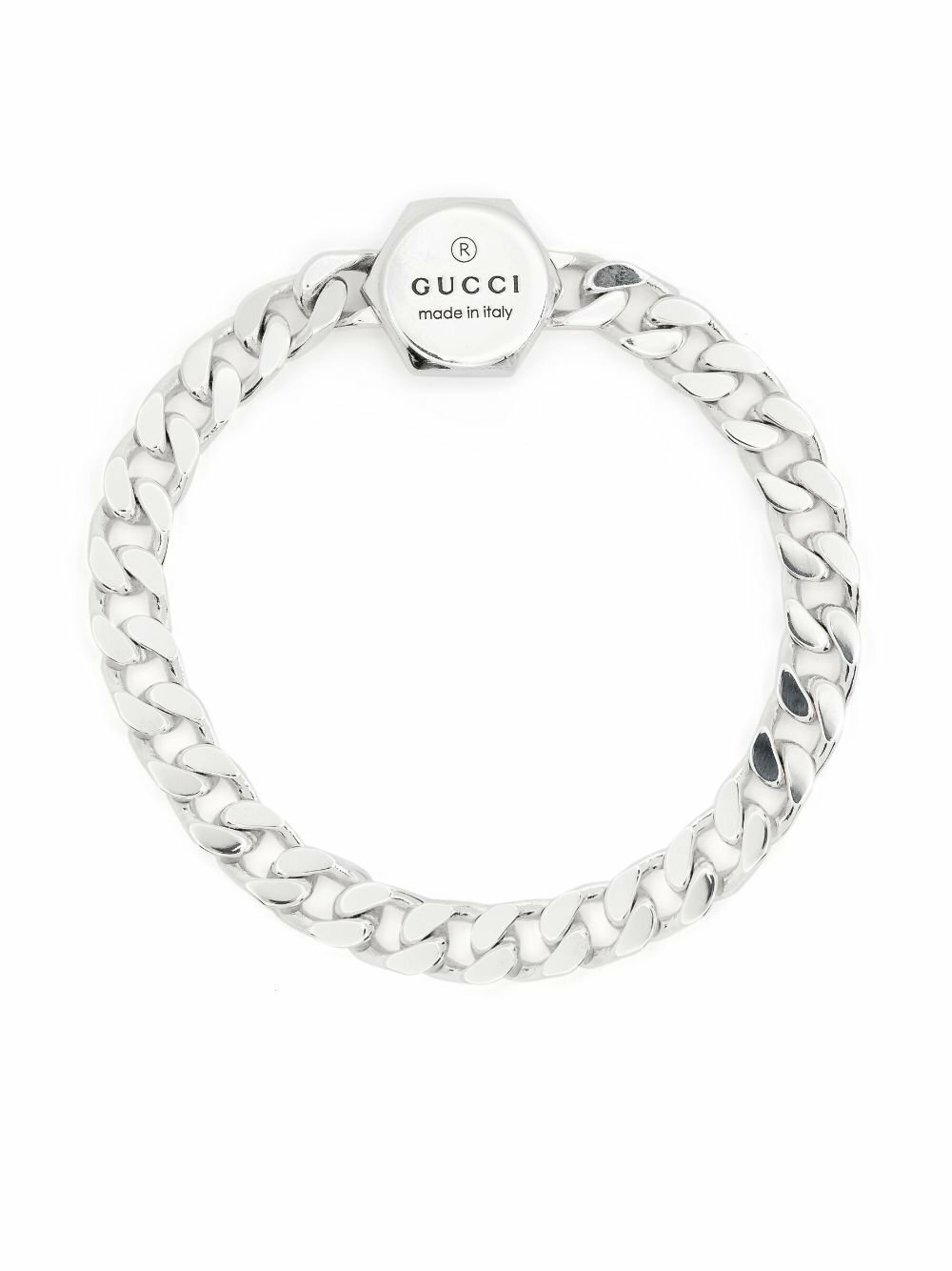 Gucci Sterling Silver Logo-Engraved Bracelet Gucci