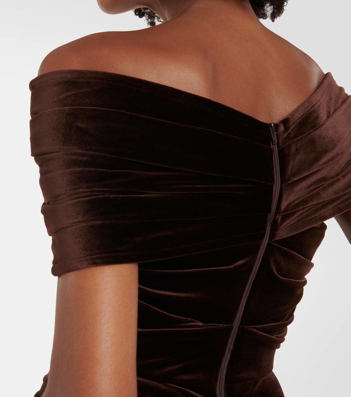 Alex Perry Off-shoulder velvet midi dress Alex Perry