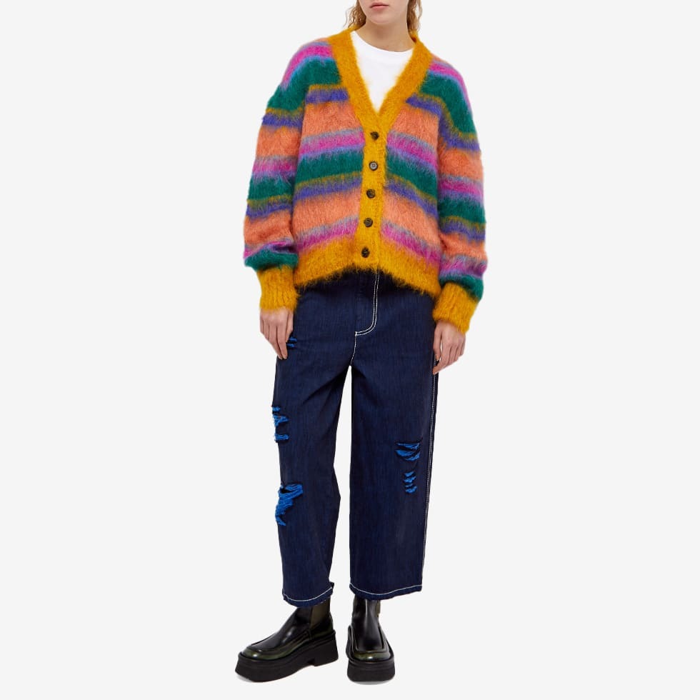 Marni Women's Knit stripe mohair cardigan in Multicolor Marni