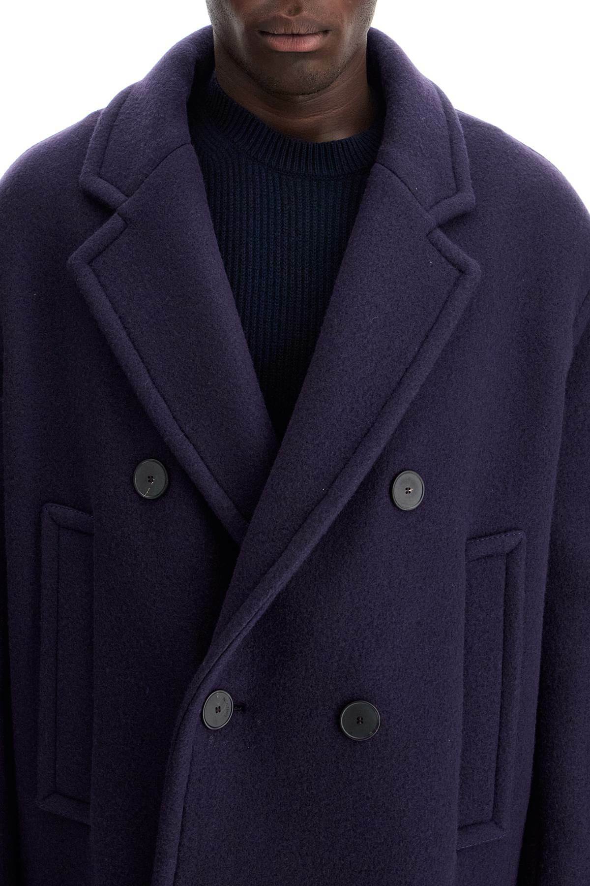 LANVIN double-breasted heavy wool coat Blue Lanvin